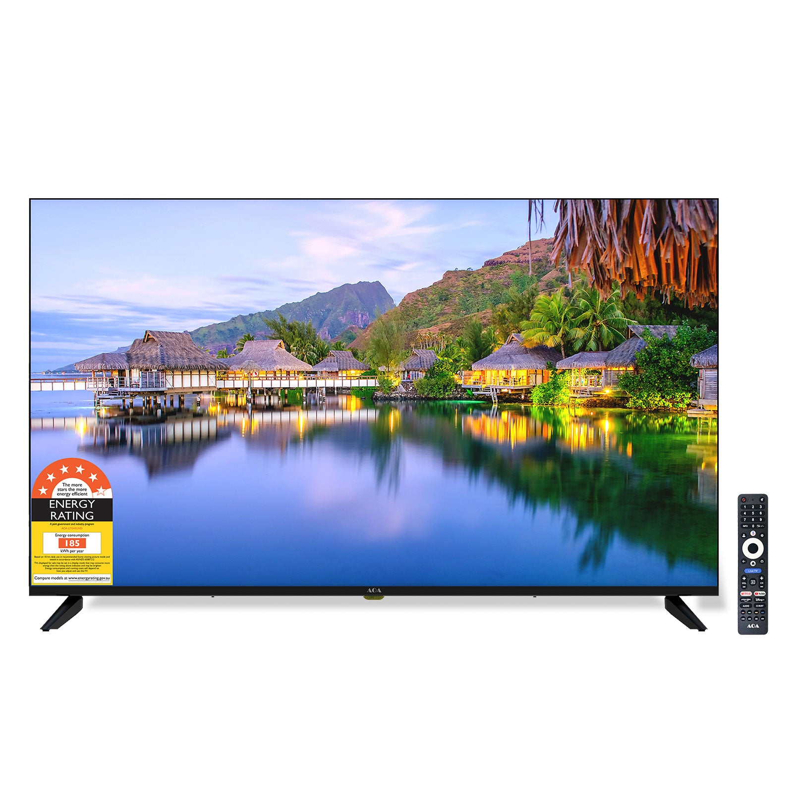 AOA 43" Google 5.0 AI 2G+16G Smart UHD 4K TV DVB-T2 BT WIFI 2.4/5G Voi
